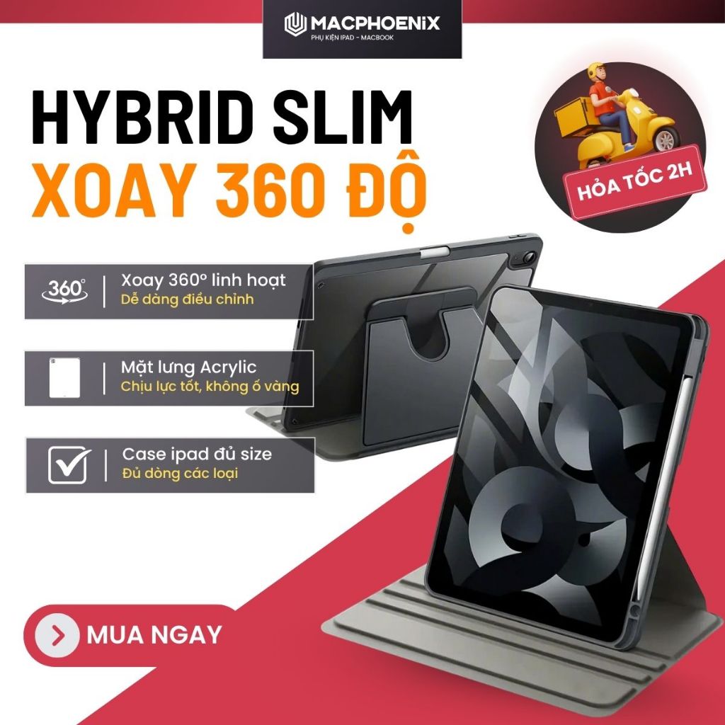 Bao da iPad 360° Hybrid Slim Cho Ipad Pro11/12.9 Gen 7/8/9/10/11 Air 4 ...