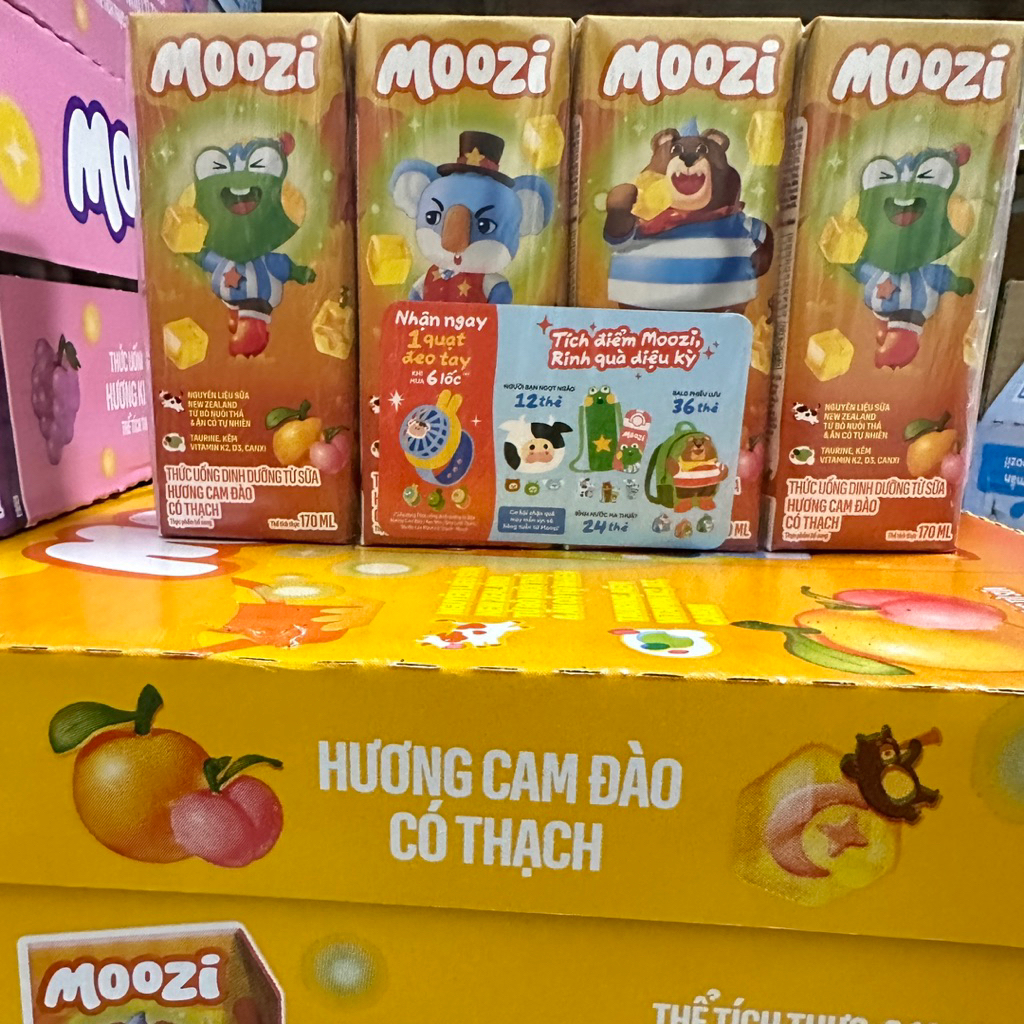 Sữa trái cây moozi hương cam đào có thạch 170ml (Lốc) | Shopee Việt Nam
