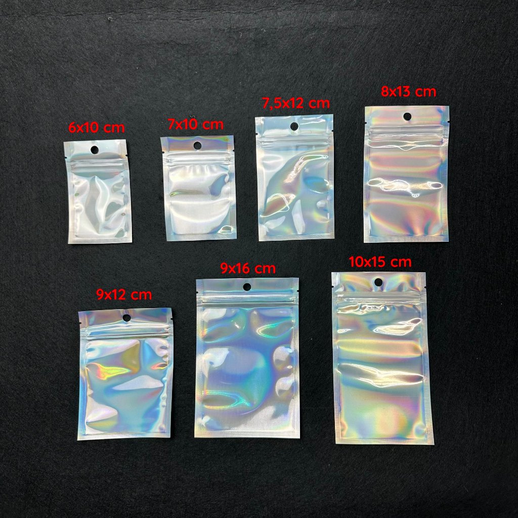 Túi zip bạc hiệu ứng hologram nhiều kích thước | Shopee Việt Nam