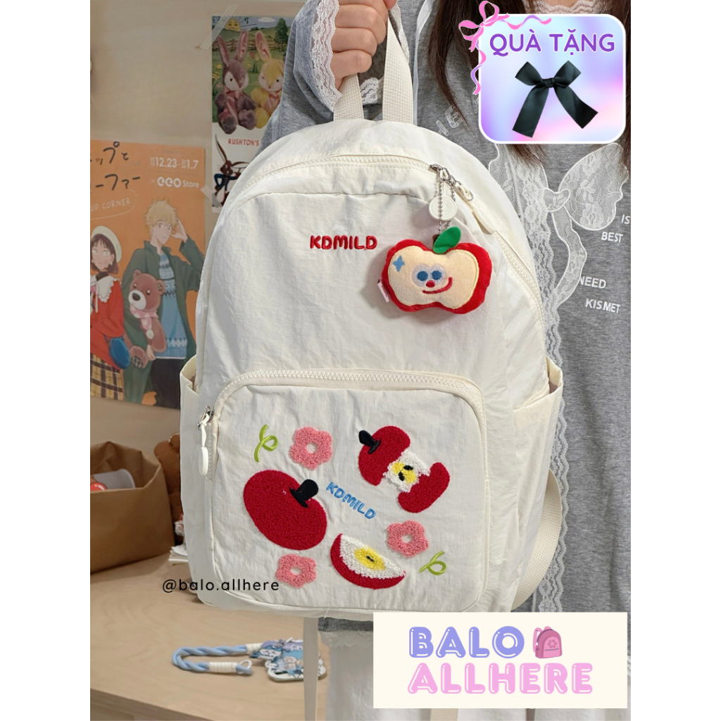 [SẴN] Balo Dễ Thương Họa Tiết Táo, Balo Nữ Đi Học BL284 | Shopee Việt Nam