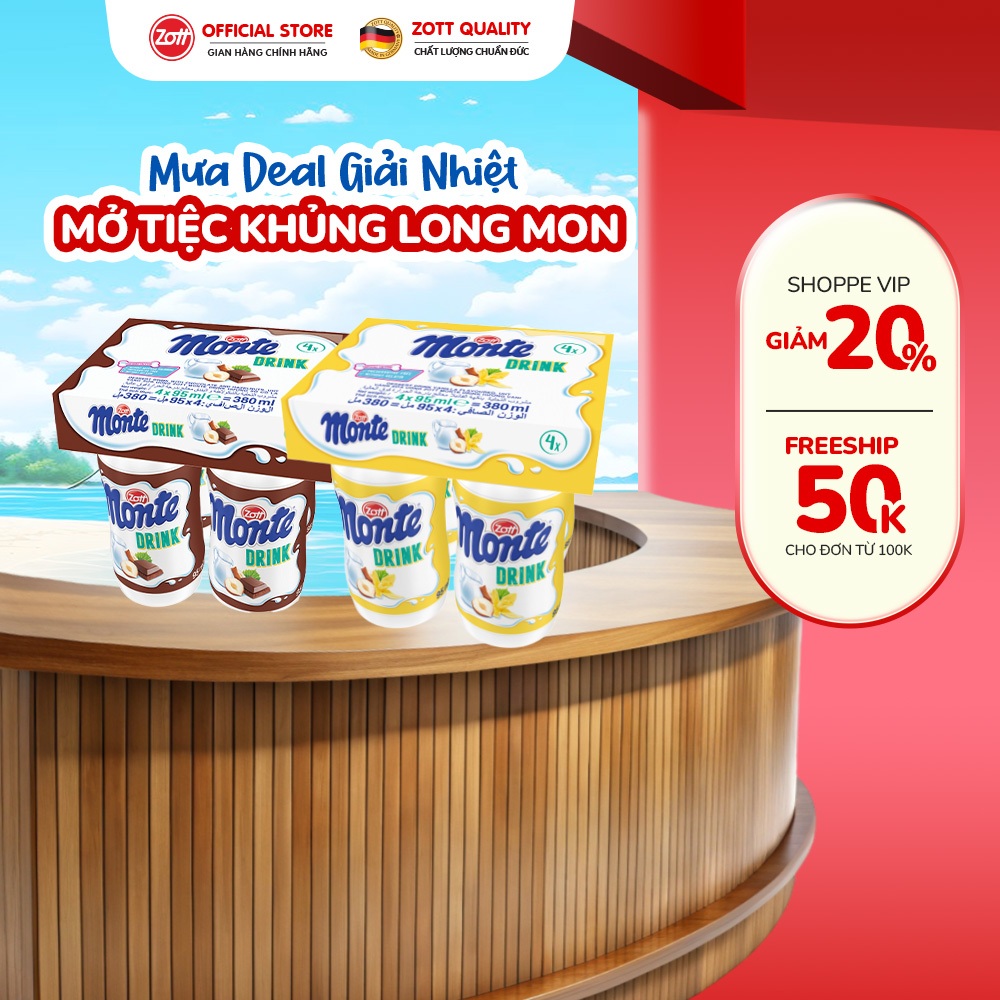 [Giao Hoả Tốc] COMBO MIX 2 lốc Váng sữa uống Zott Monte Drink vị Vani ...
