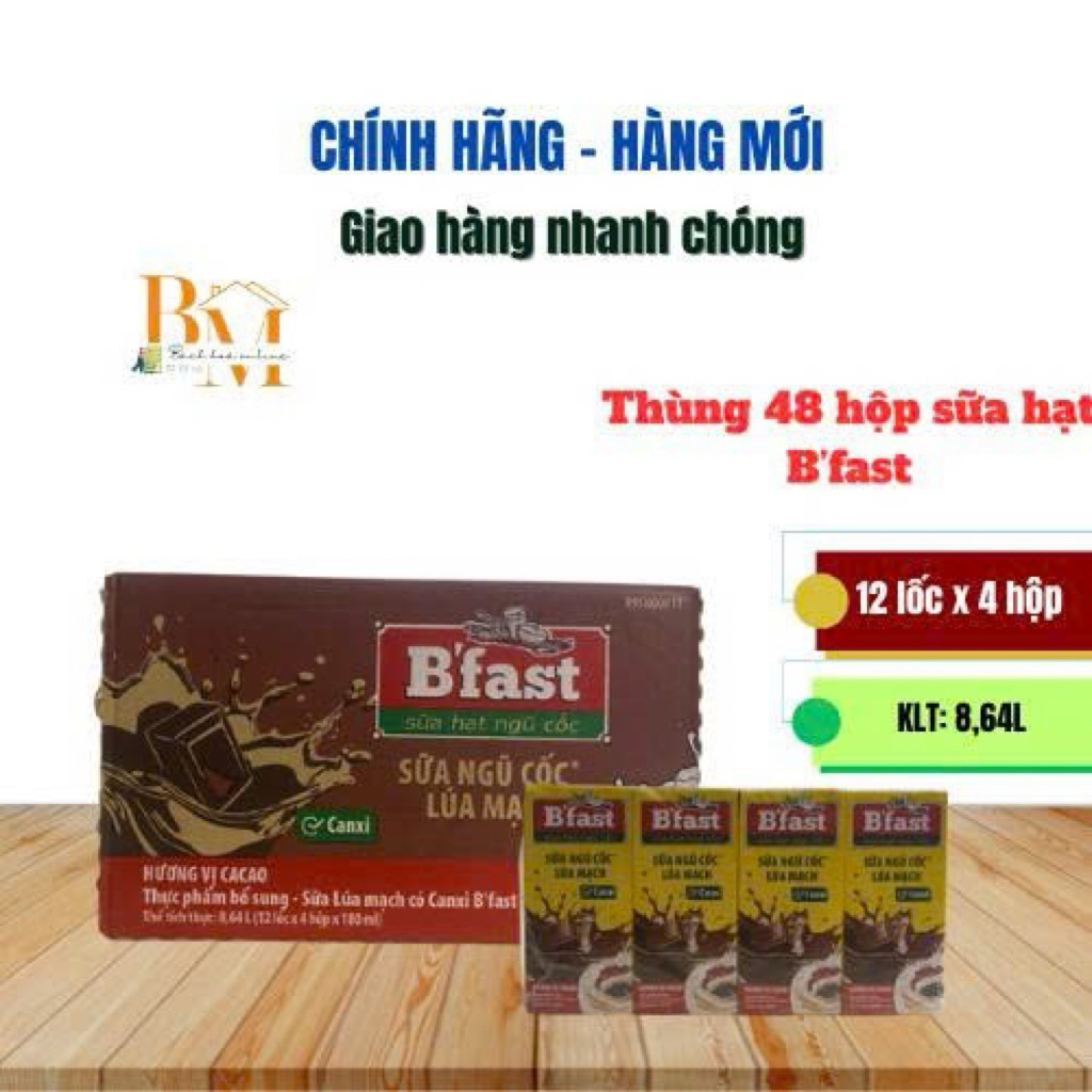 Thùng 48 Hộp Sữa Ngũ Cốc Lúa Mạch BFAST Vị Ca Cao 180ml | Shopee Việt Nam
