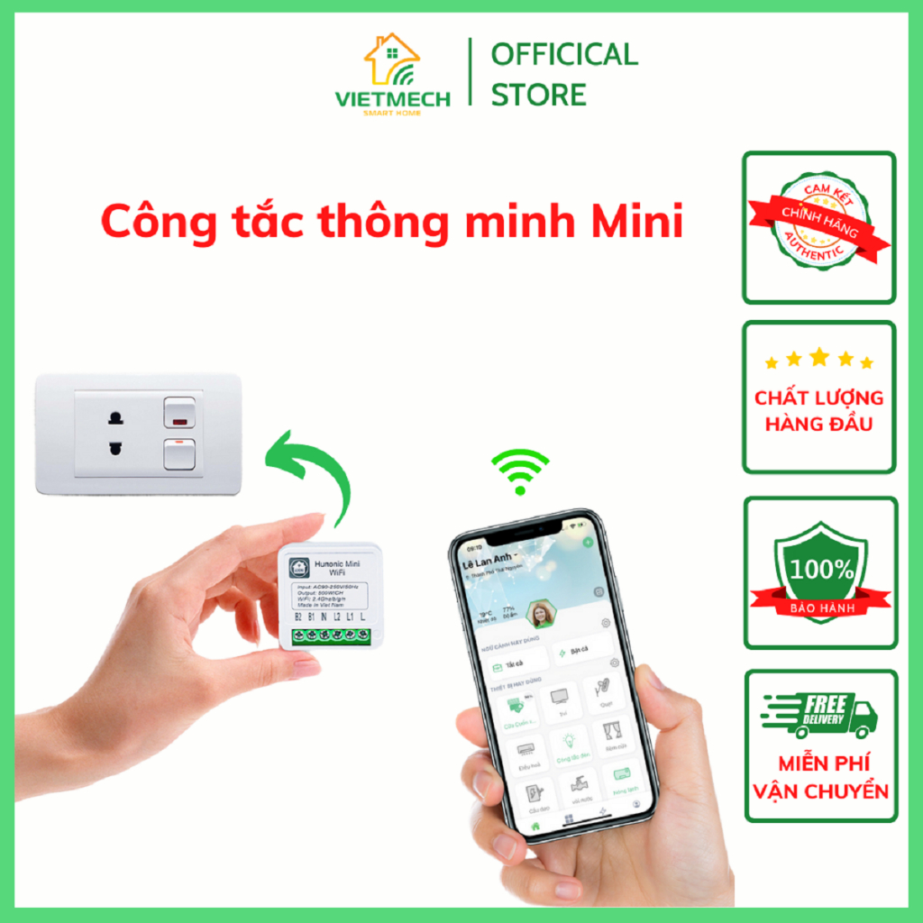 Công Tắc Thông Minh Hunonic Mini Biến Công Tắc Thường Thành Thông Minh ...