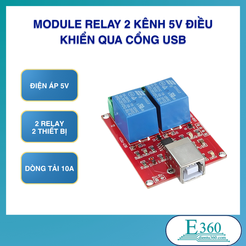Module Relay 2 Kênh 5V – Điều Khiển Qua Cổng USB | Shopee Việt Nam