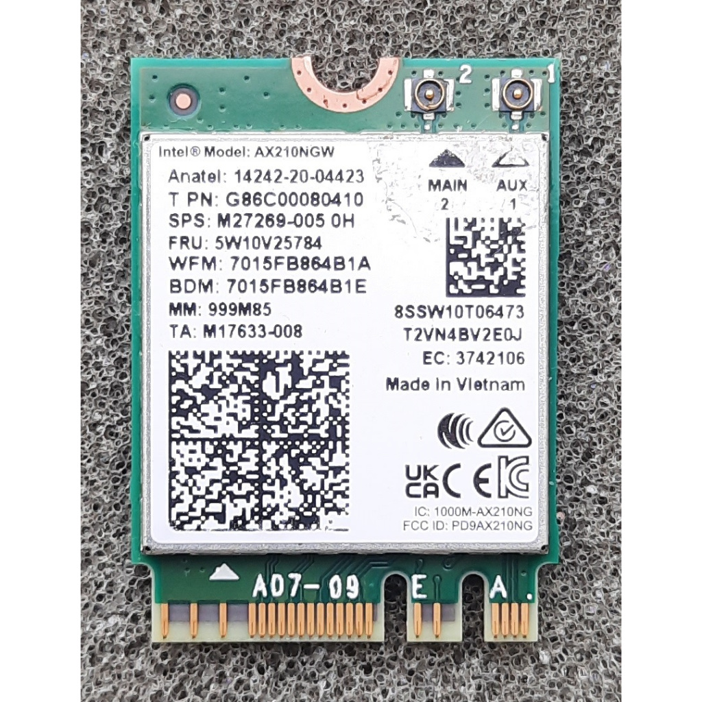 Intel AX211 và AX210 M2 wifi card, Wi-Fi 6E bluetooth 5.3, ba băng tần ...