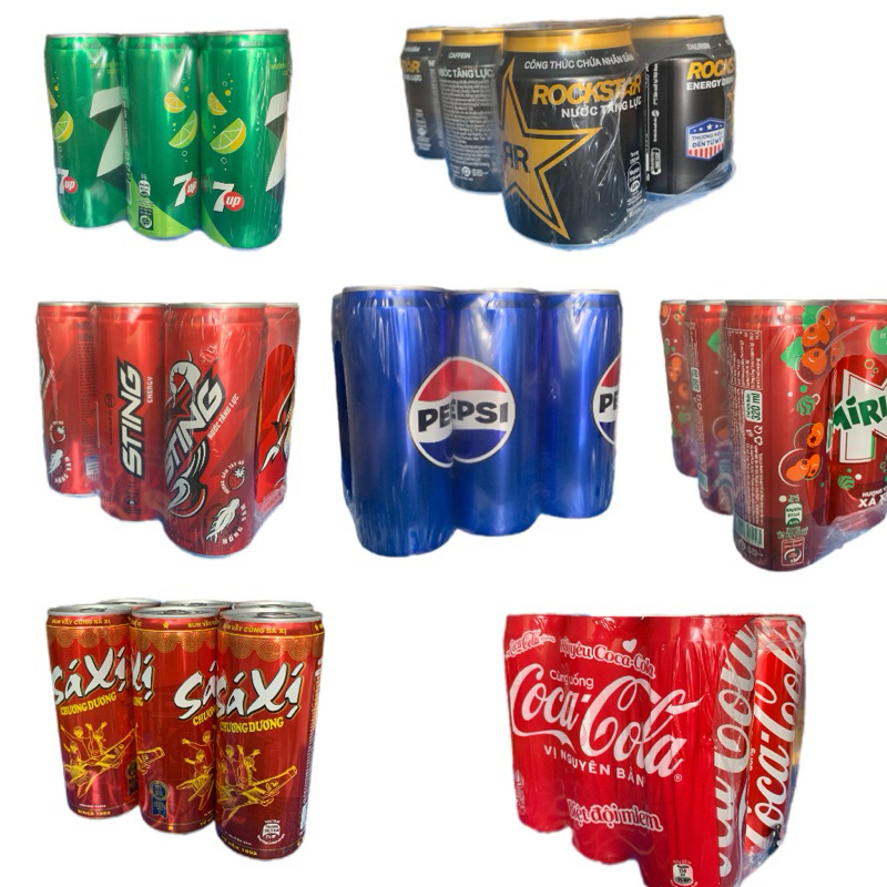 Combo Lốc 6 Lon Nước Ngọt & Nước Tăng Lực Phổ Biến (Pepsi, Coca-Cola, 7 ...