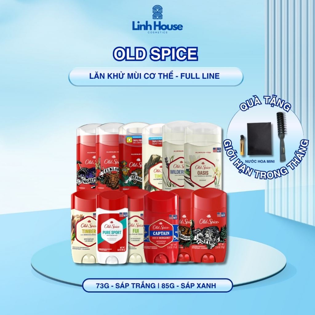 Lăn khử mùi Old Spice Bearglove, Wolfthorn, Timber, Fiji, Pure Sport, Fresh, Original 73g | 85g ...
