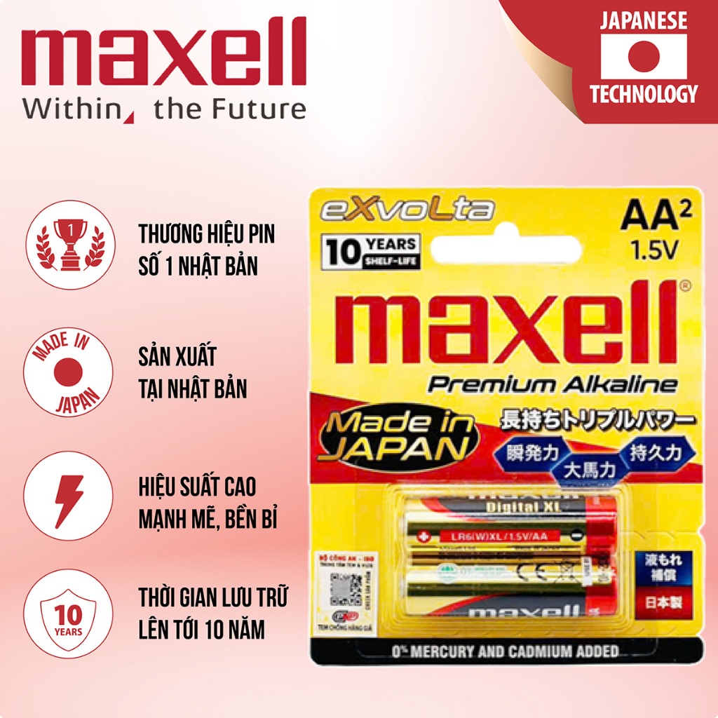 Pin Tiểu AA Maxell EXvolta Premium Alkaline 1.5V Chính Hãng - Pin Điều ...