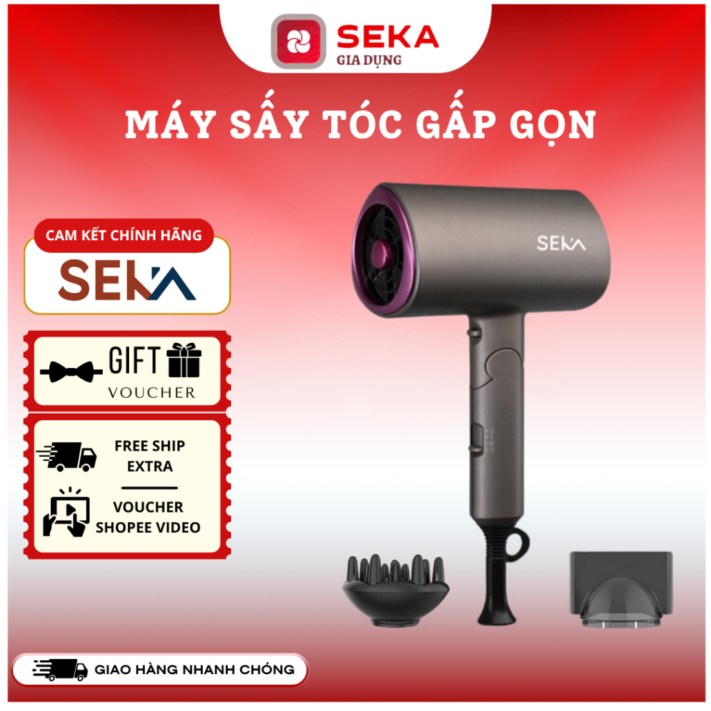 Máy sấy tóc gấp gọn Seka SK2008 công suất 2200W sấy tóc nhanh khô thiết ...