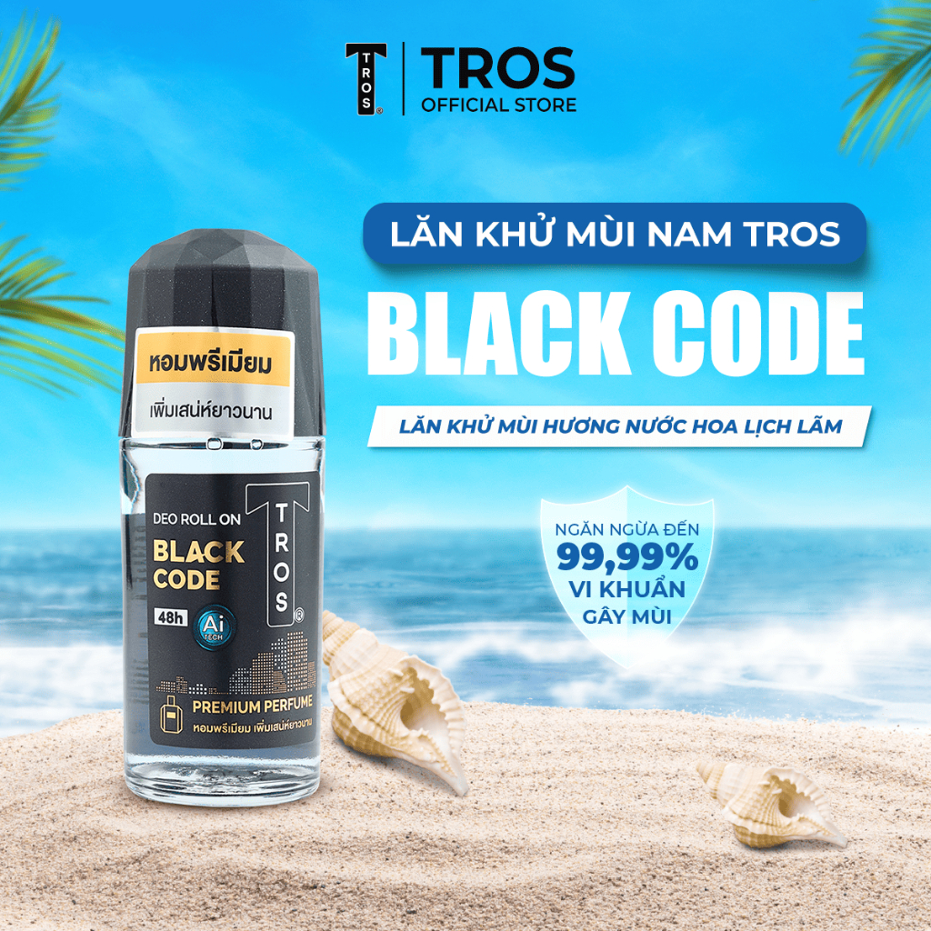 Lăn Khử Mùi Nam TROS BLACK CODE Chống Ố Vàng, Thơm Như Nước Hoa 48H, Dung Tích 25ml & 45ml ...