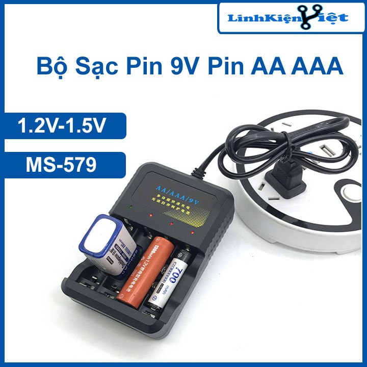 Bộ sạc pin 9V pin AA AAA 1.2V MS-579 có bảo vệ, sạc đa năng tự ngắt khi đầy | Shopee Việt Nam