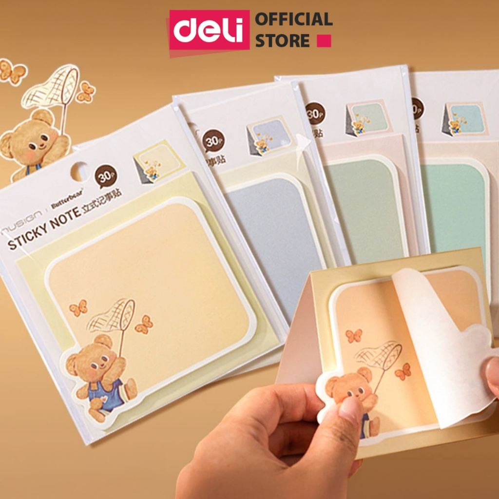 Giấy Note Giấy Ghi Chú ButterBear x Deli 30 Tờ - Giấy Nhớ Hình Gấu Dễ ...