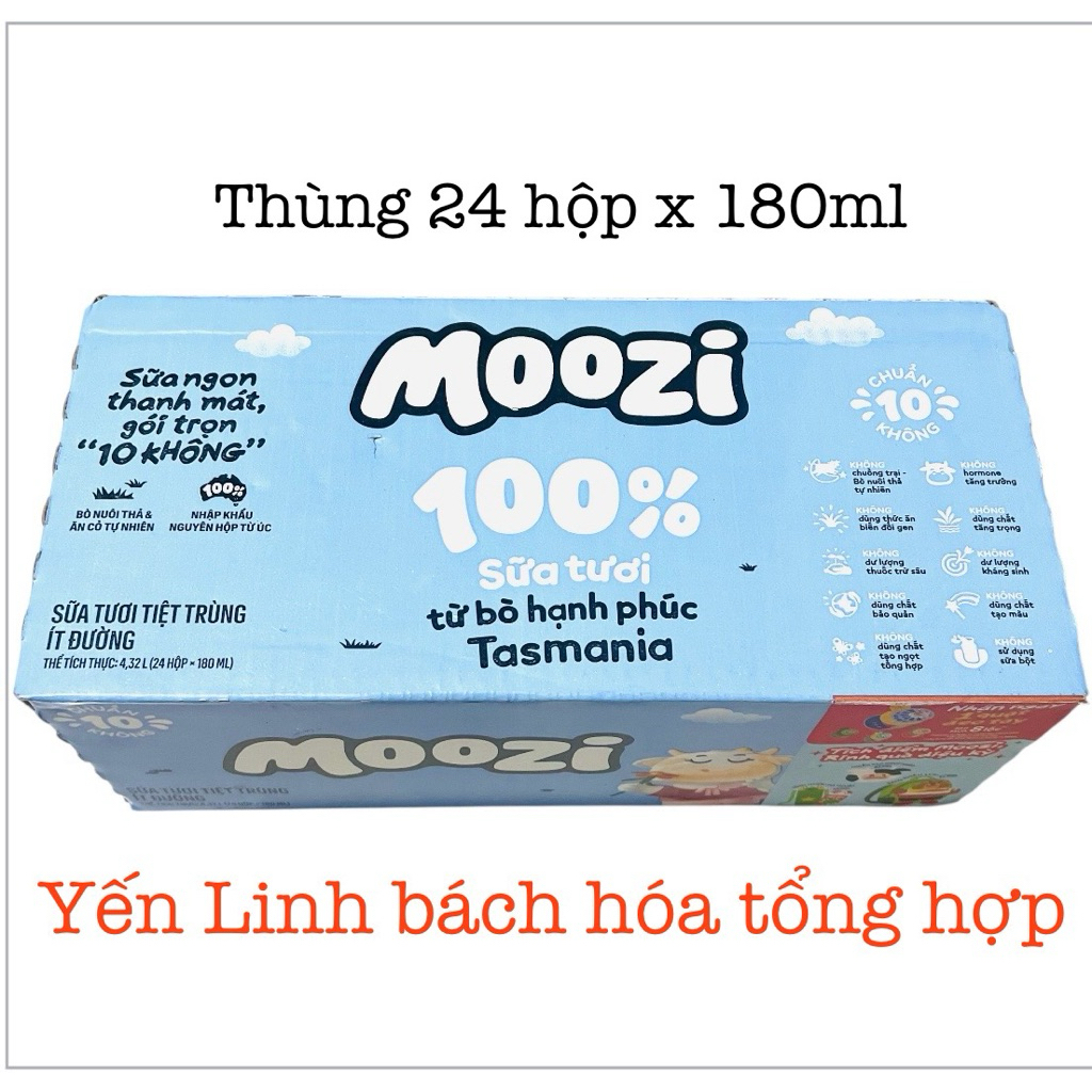 Sữa tươi moozi ít đường thùng 24 hộp x 180ml - sữa tươi tiệt trùng 100% ...