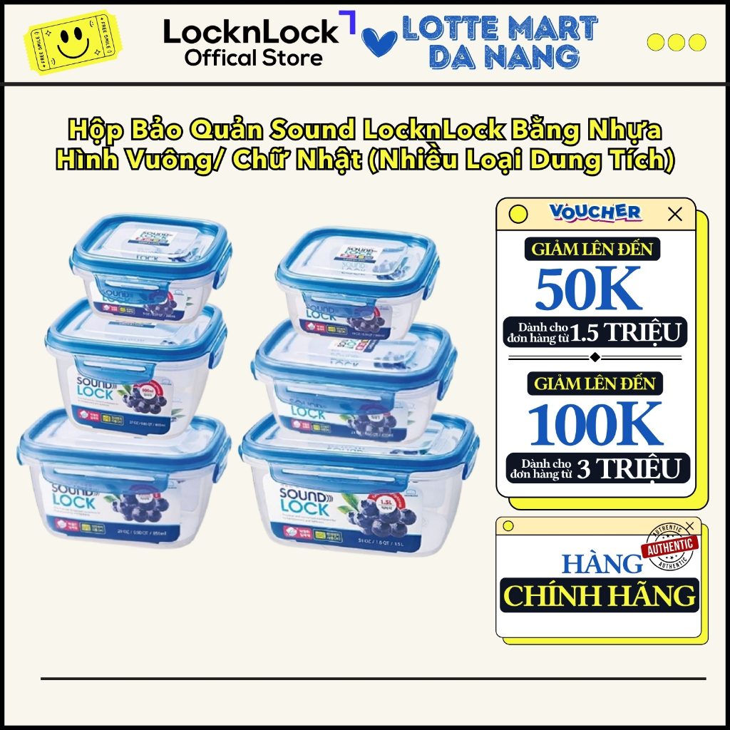 Hộp Bảo Quản Nhựa Sound LocknLock Hình Vuông/ Chữ Nhật LEP211, LEP231 ...