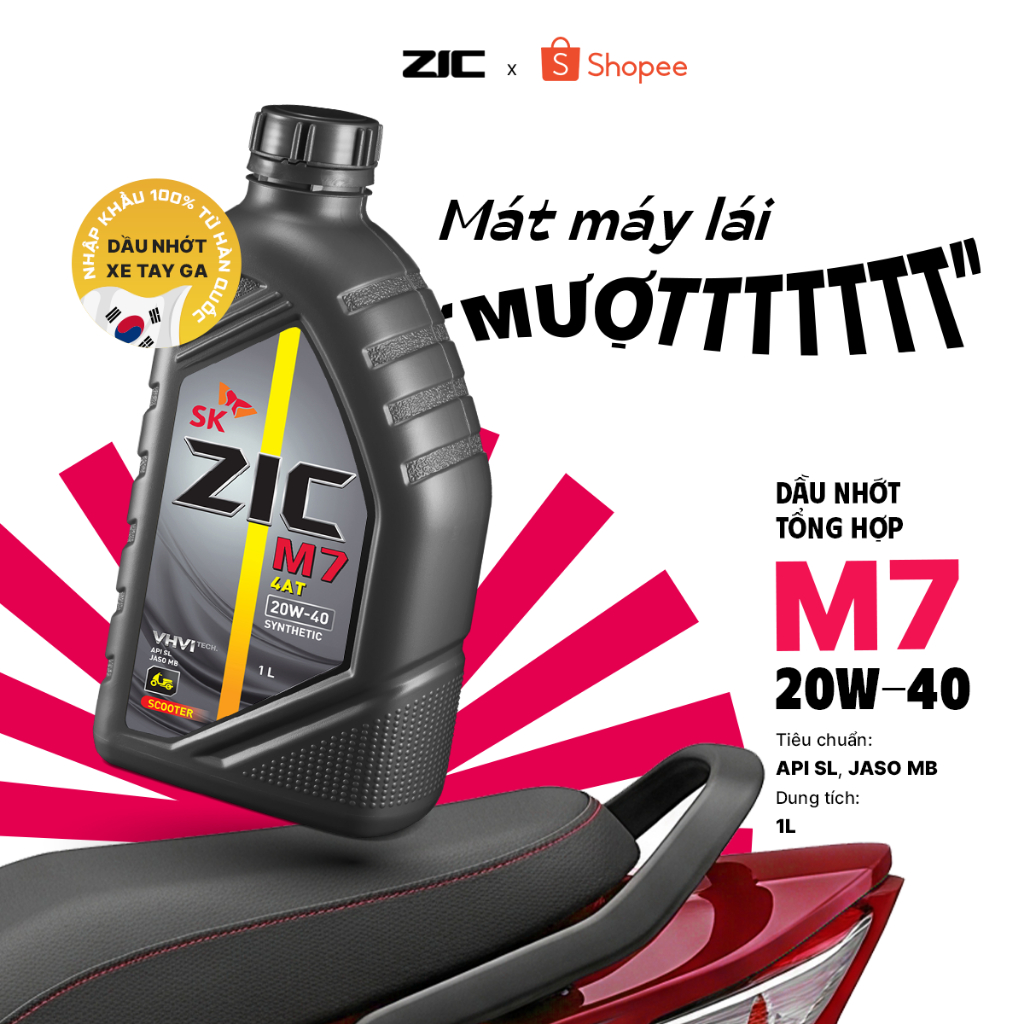 Nhớt Xe Máy Tay Ga SK ZIC M7 4AT 20W-40 Scooter Dung Tích 1L Dầu Nhớt ...