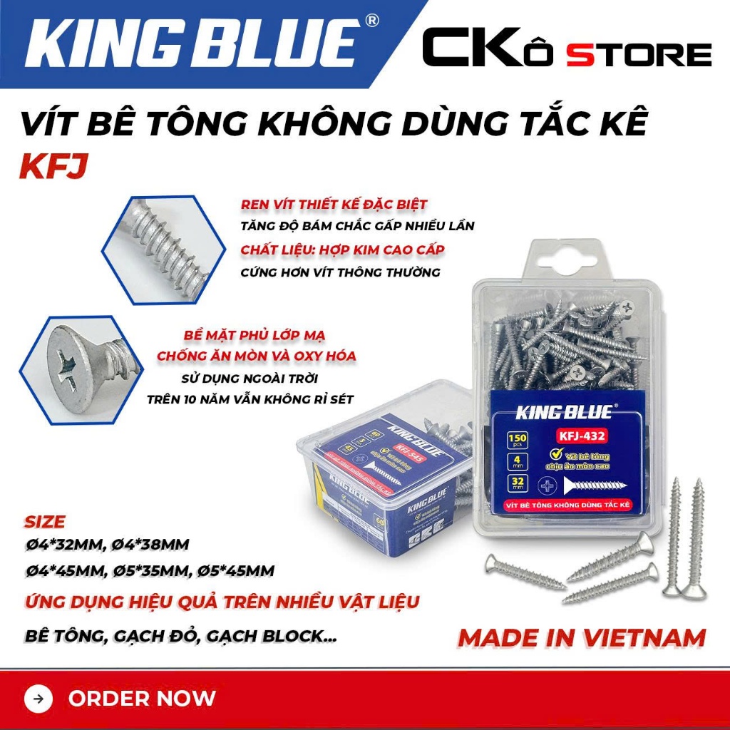 Vít bê tông không dùng tắc kê KingBlue KFJ | Shopee Việt Nam