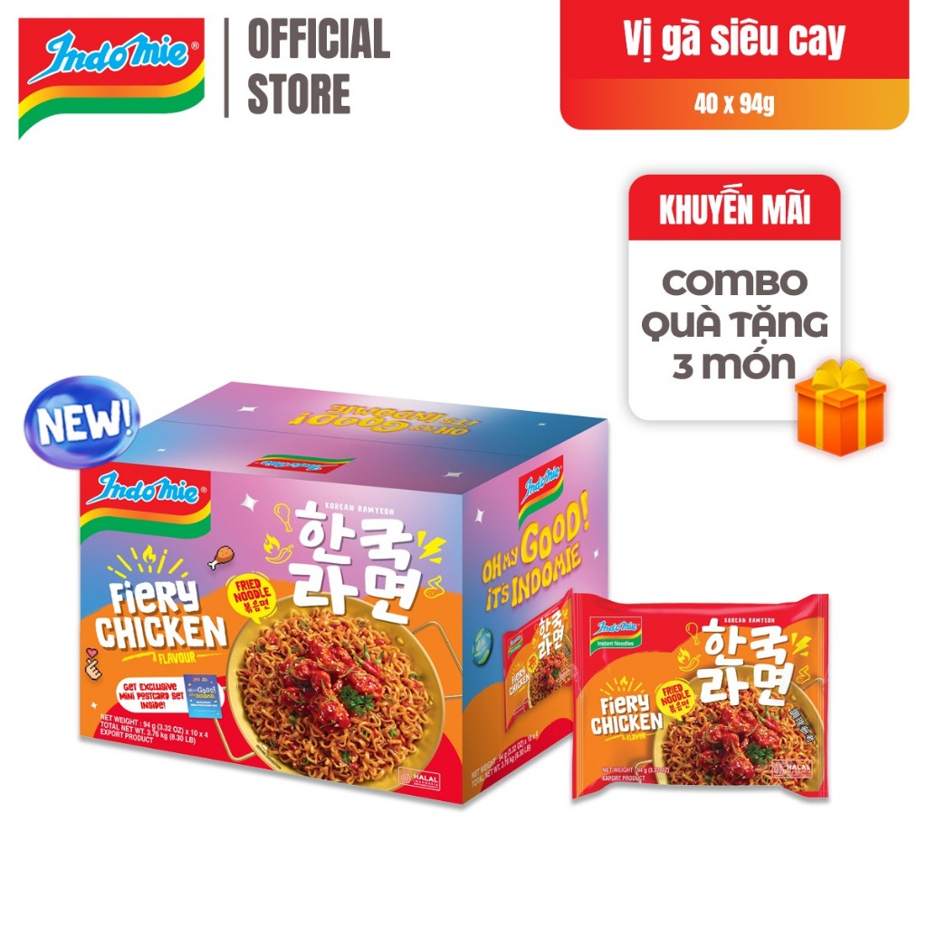 Mì Indomie Vị Gà Siêu Cay Hàn Quốc 94g x Thùng 40 Gói | Shopee Việt Nam