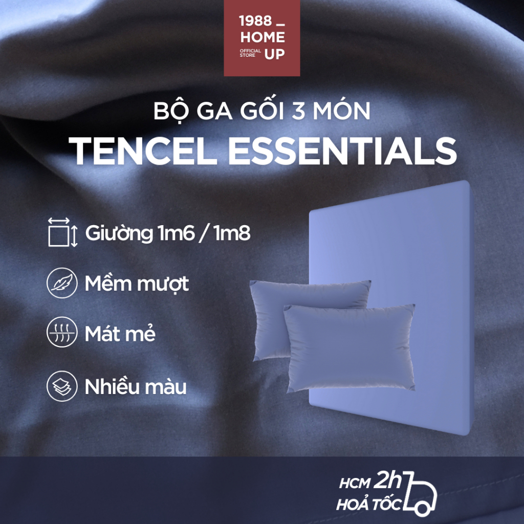 Bộ Ga Gối 3 Món (Phối Màu) 100% Tencel Essentials 40S 1m6, 1m8 x 2m ...