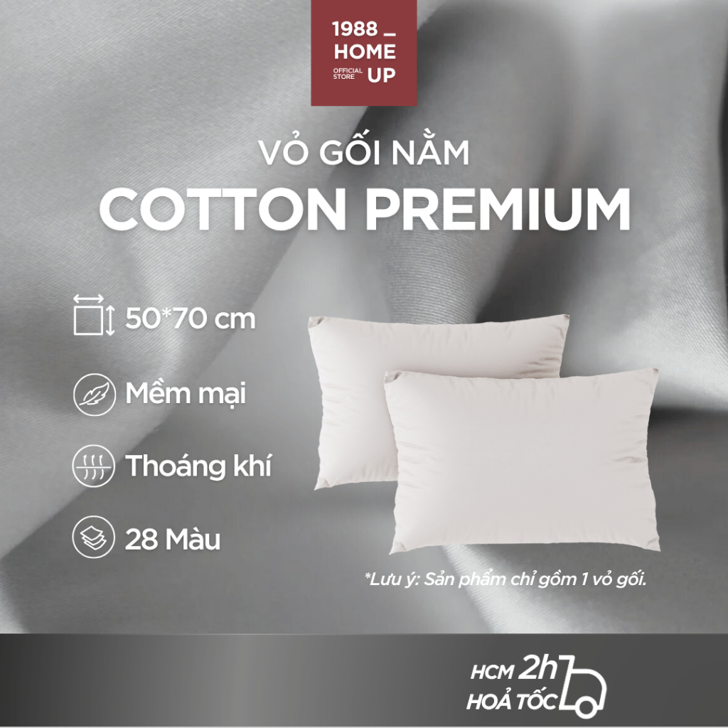 Vỏ Gối Nằm Cotton Premium (Nhiều Màu) 50x70 cm - 1988 Home Up, Áo Gối ...