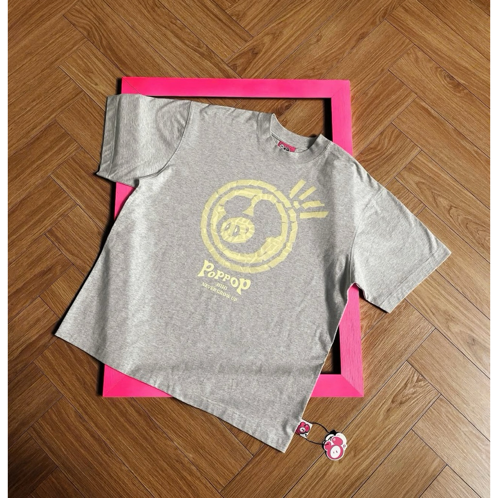Áo Thun Poppop Mascot PP Tape Grey (Newtag bọc) | Shopee Việt Nam