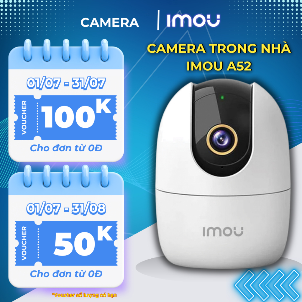 Camera IMOU A52 độ phân giải 3K-5MP, camera trong nhà có đèn hồng ngoại ...