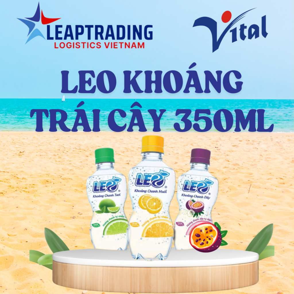 LEO Nước khoáng trái cây chai PET 350ml (Vị chanh dây/ Chanh Muối/ Lựu ...