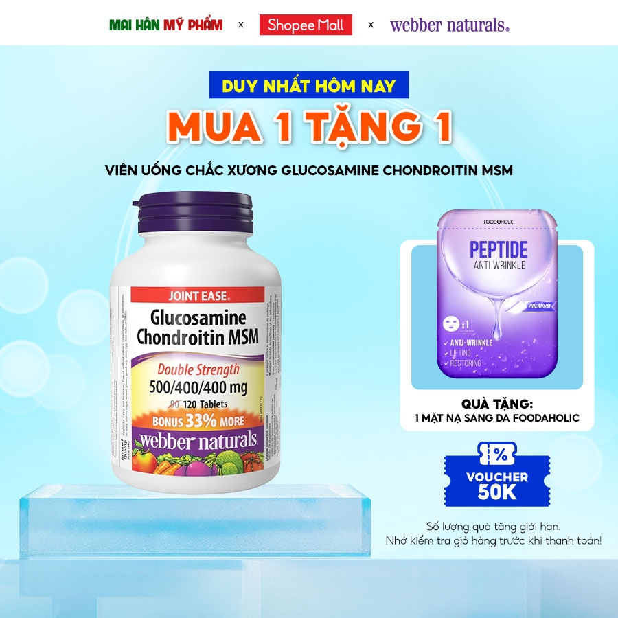 Viên uống bổ khớp Glucosamine Chondroitin MSM Webber Naturals Hộp 120 viên | Shopee Việt Nam