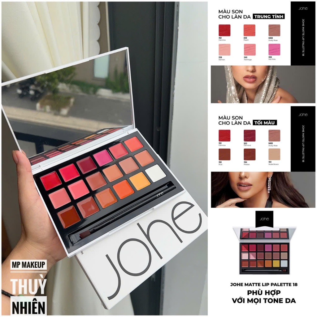 Bảng son JOHE Matte Lip Palette 18 ô màu Ver.2 | Shopee Việt Nam