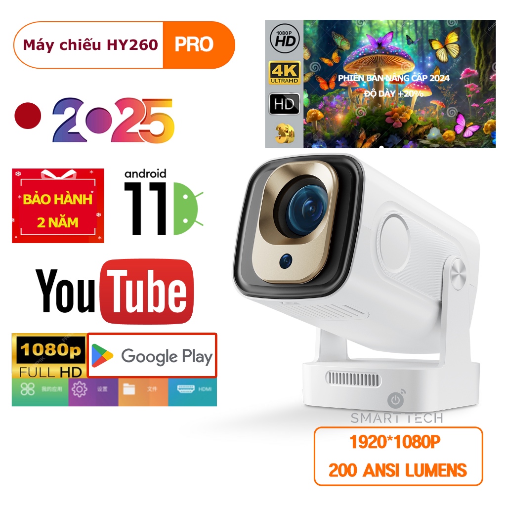 [NEW] Máy chiếu mini HY260PRO / HY320 / HY320 Mini Full HD android 11.0 độ sáng 300 ANSI ...