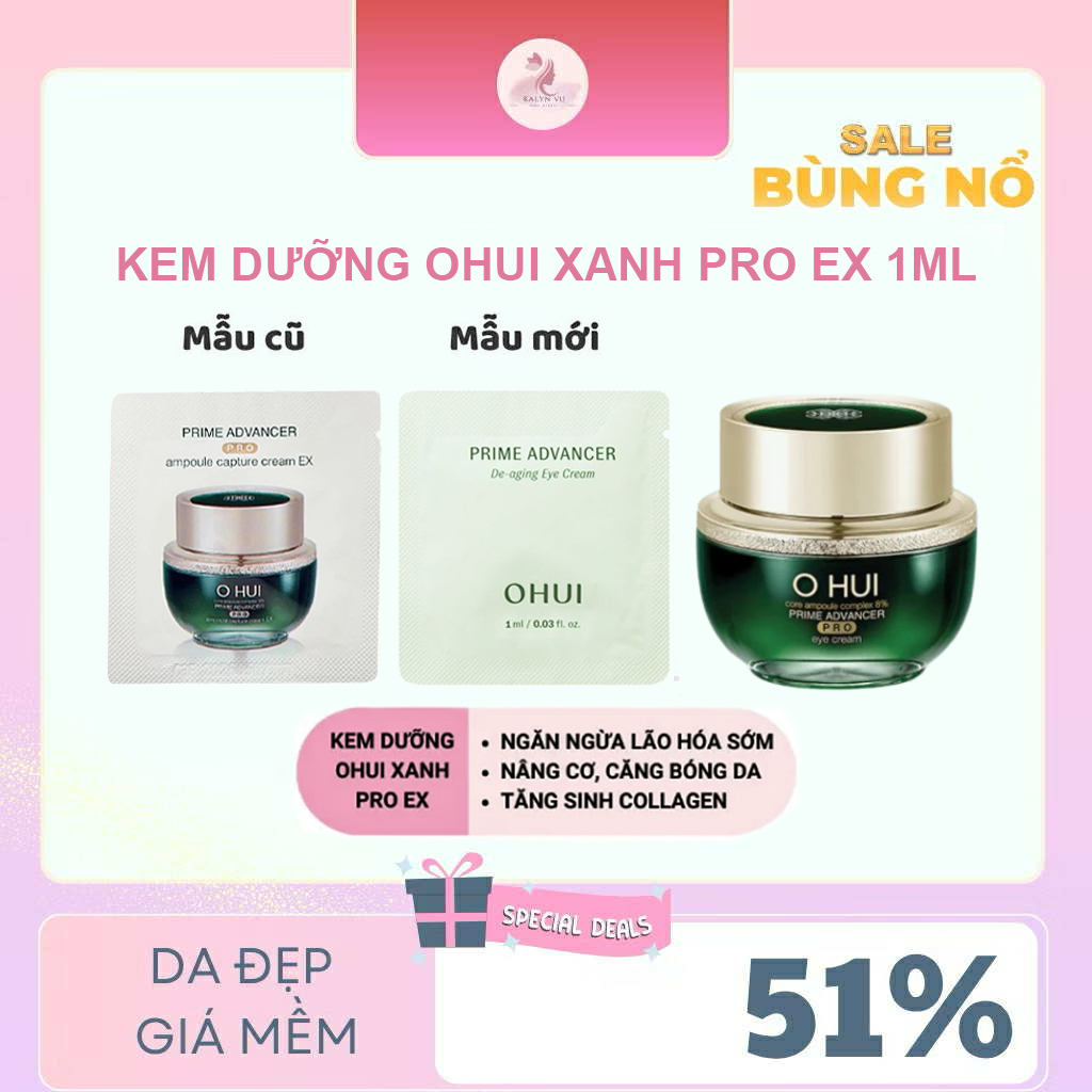 5 Gói Sample Kem Ohui Xanh PRO ngăn ngừa lão hoá sớm, dưỡng trắng căng ...