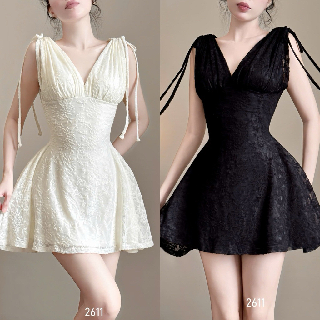 TADstore - Gimi Dress đầm ren cổ V dáng xoè | Shopee Việt Nam