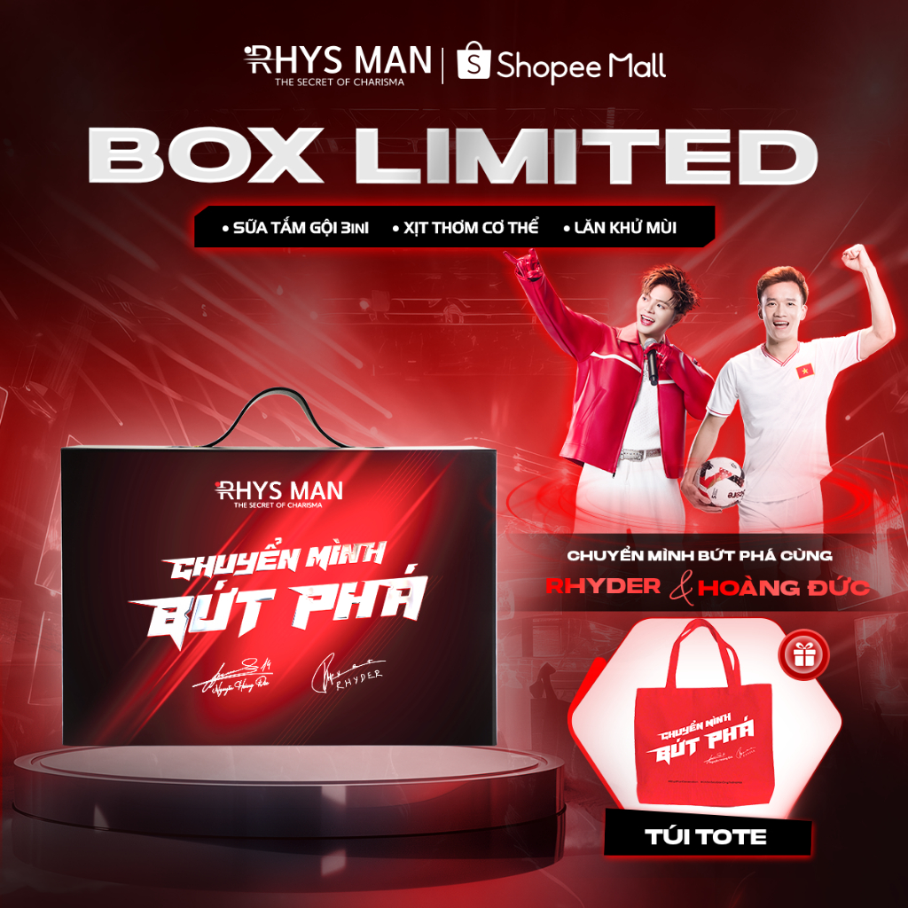 [RHYDER X RHYS MAN] Box giới hạn - Sữa tắm gội nam 3in1 Rhys Legend ...