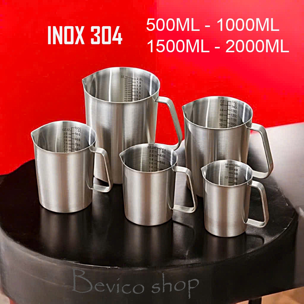 Ca inox 304 chia vạch định lượng 500ml-1000ml-1500ml-2000ml | Shopee ...