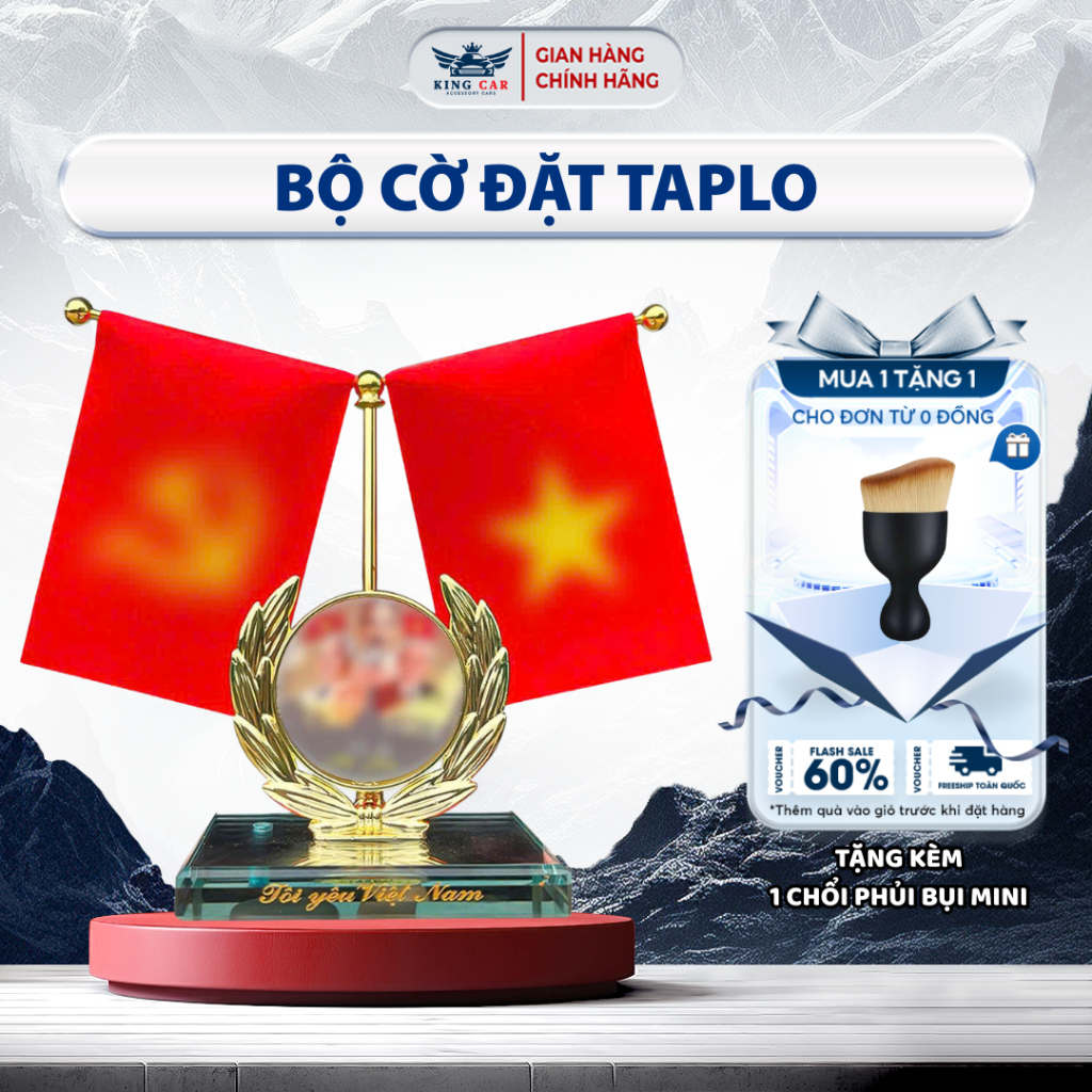 Bộ cờ King Car để bàn làm việc,taplo xe ô tô loại cắm 2 cờ các nước ...