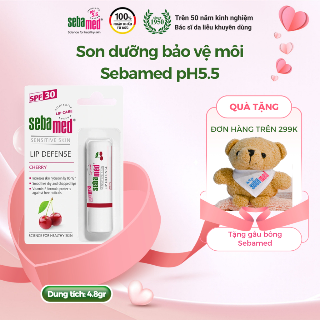 Son dưỡng bảo vệ chống khô và nứt môi hương Cherry Sebamed Sensitive ...