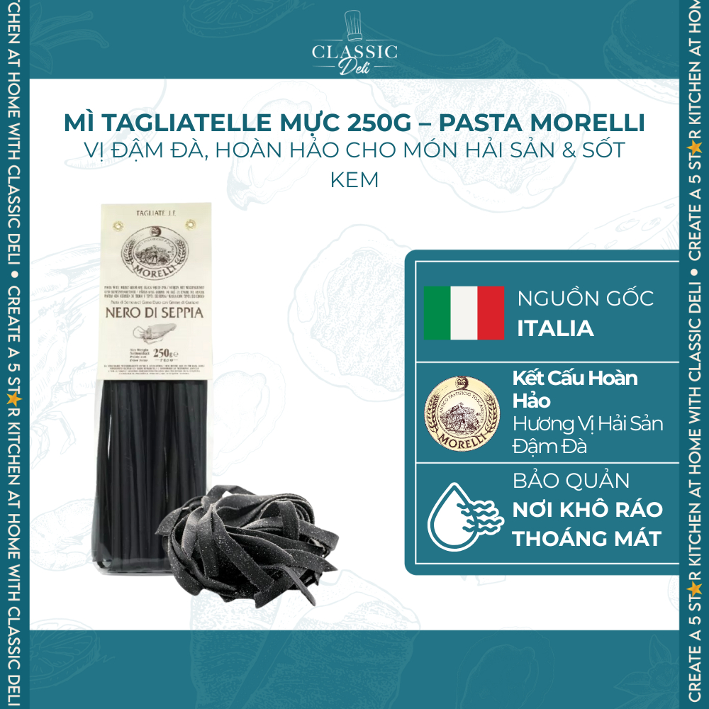 Mì Tagliatelle Mực 250g – Pasta Morelli PAS0901-204 – Vị Đậm Đà, Hoàn ...