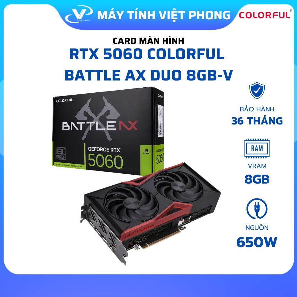 VGA CARD MÀN HÌNH COLORFUL RTX 5060 BATTLE AX DUO 8GB-V | Shopee Việt Nam