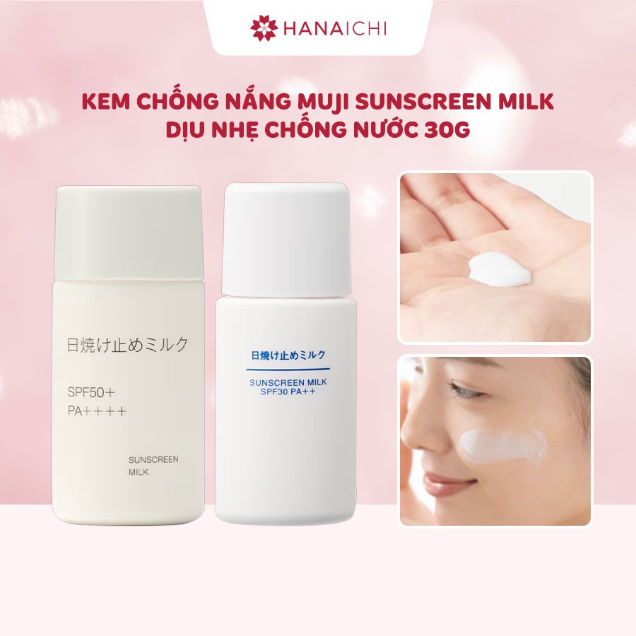 Kem chống nắng Muji Sunscreen Milk dịu nhẹ chống nước dạng sữa SPF50 ...
