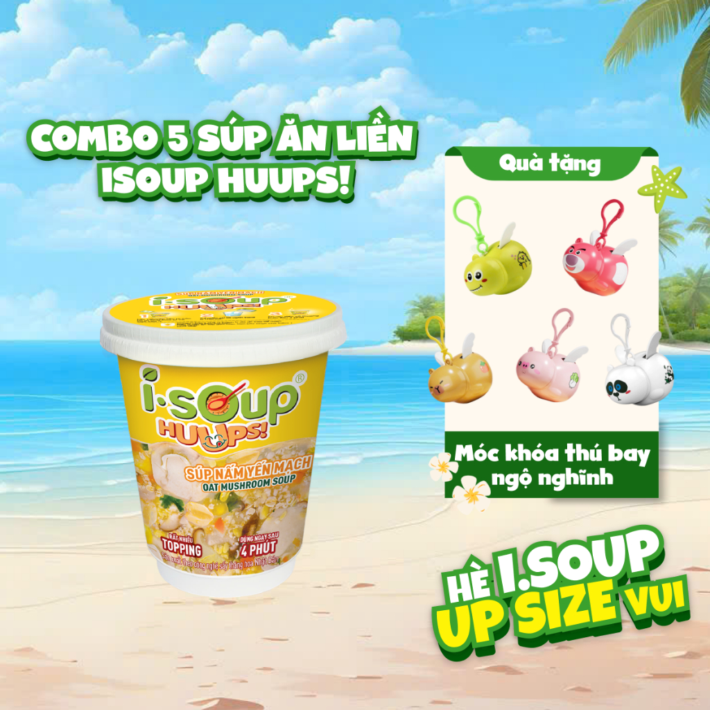 Súp Nấm Yến Mạch Ăn Liền ISOUP HUUPS! Hũ 24G - Súp Ăn Liền Sấy Thăng ...