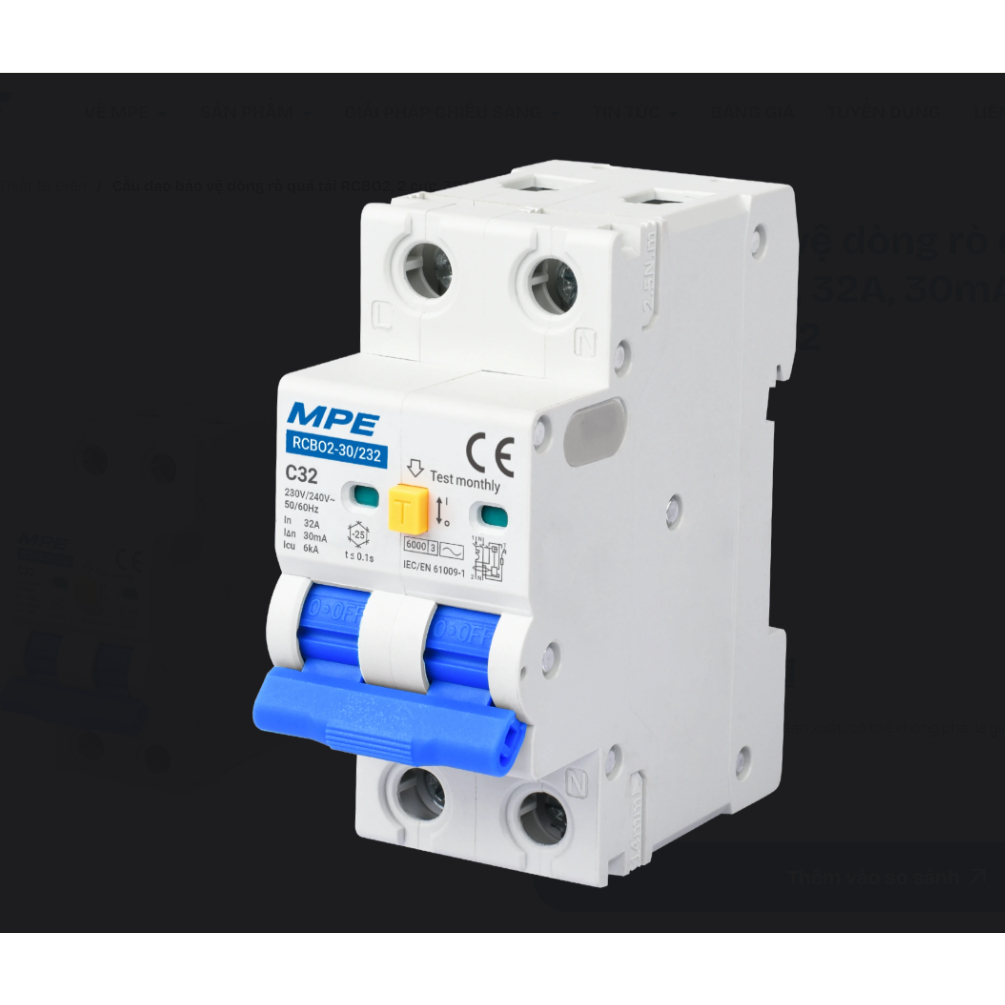 CB Chống giật MPE RCBO 2P 25A 32A 40A 63A Chính hãng | Shopee Việt Nam