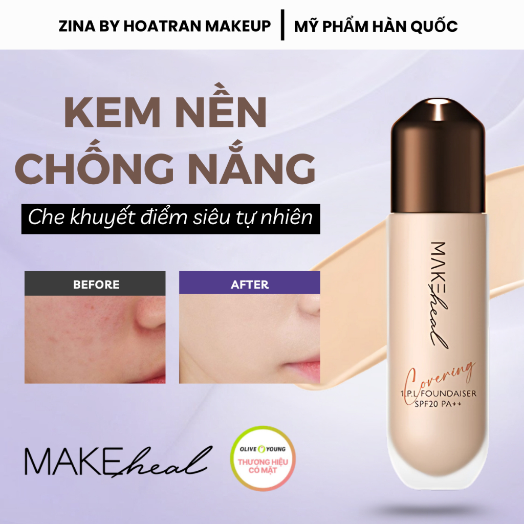 Kem nền chống nắng Makeheal 1.P.L Foundaiser Foundation 28g Kem nền che phủ khuyết điểm chuẩn ...