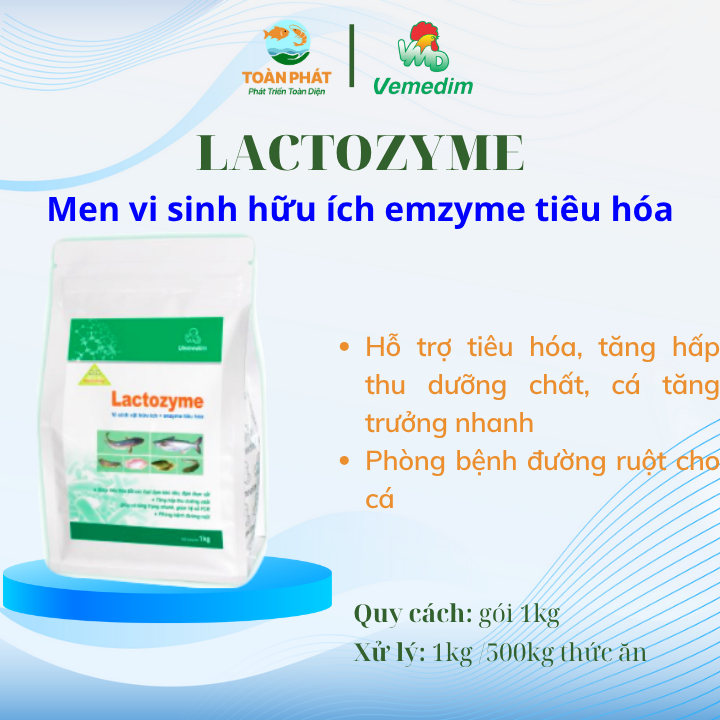 VEMEDIM Lactozyme cá, hỗn hợp dạng bột chứa vi sinh vật hữu ích và ...