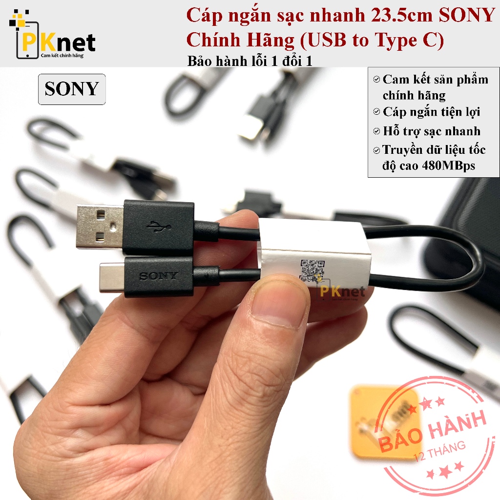 Cáp sạc nhanh Type C Sony, cáp ngắn 23.5cm tiện lợi, hỗ trợ truyền tải ...