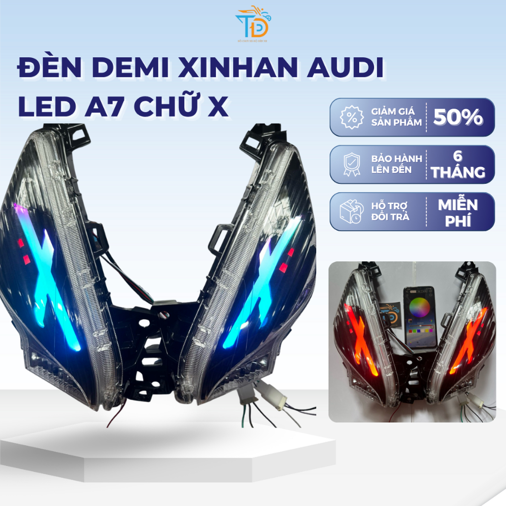 Đèn Demi xinhan Audi Led A7 chữ X cho Vision 2014-2025 đổi màu qua app ...