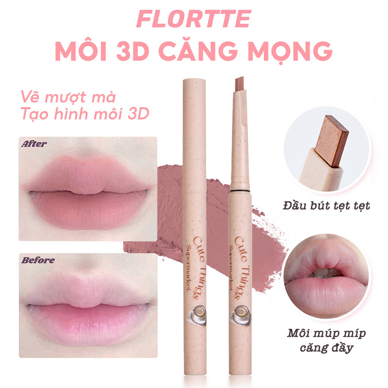 Flortte - Son Môi Kiêm Chì Kẻ Viền Môi Flortte Định Hình Khuôn Môi Làm Đều Màu Môi Mềm Mịn Chống ...
