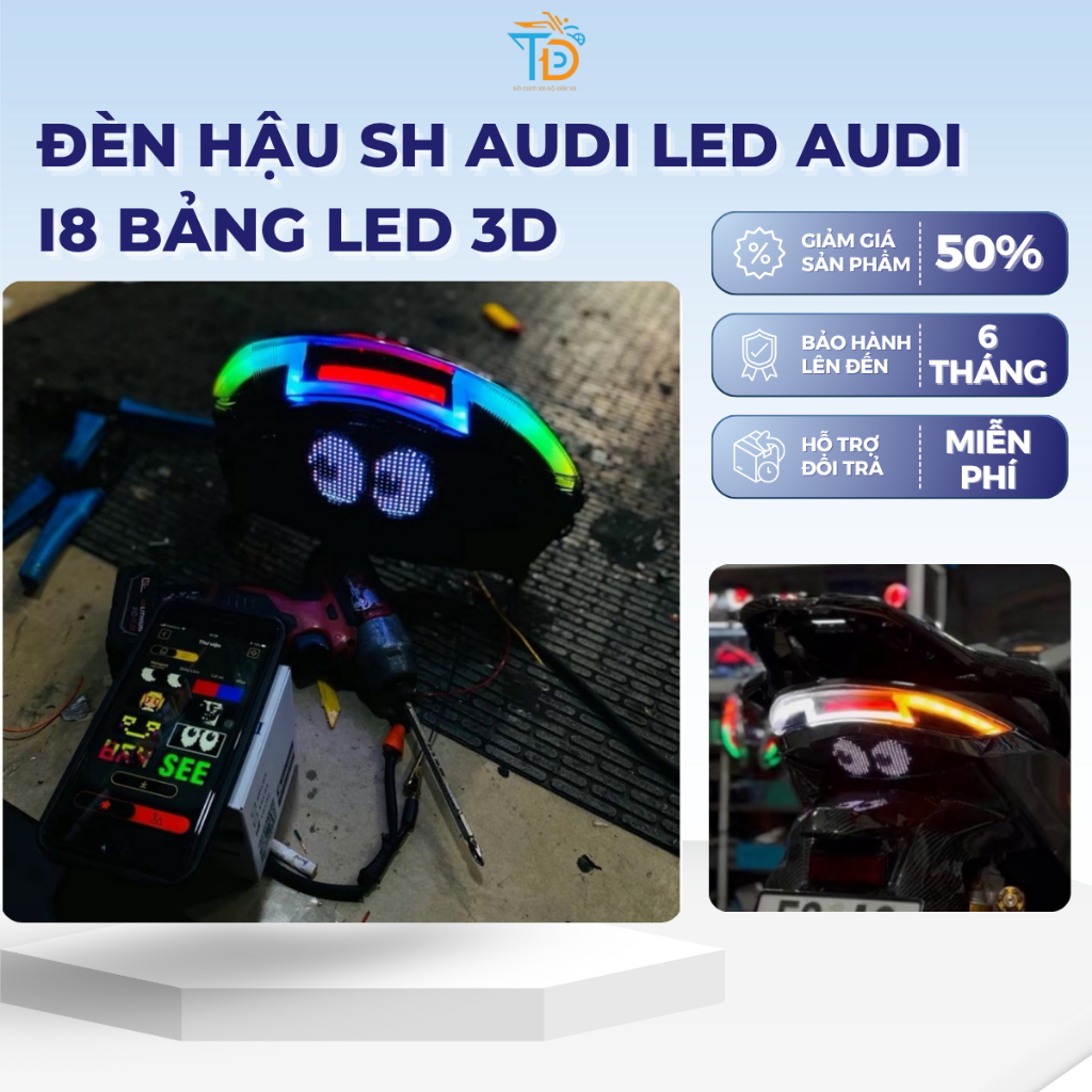 Cụm Đèn hậu sh audi led Audi i8 bảng led 3D chạy chữ hình động lắp đặt ...