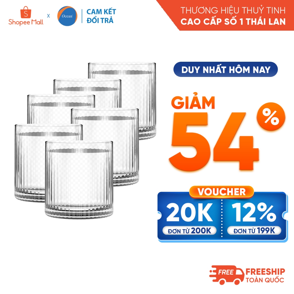 [SẢN PHẨM MỚI] [Cam Kết Đổi Trả Nếu Vỡ] Bộ 6 ly thủy tinh Ocean Pulse ...