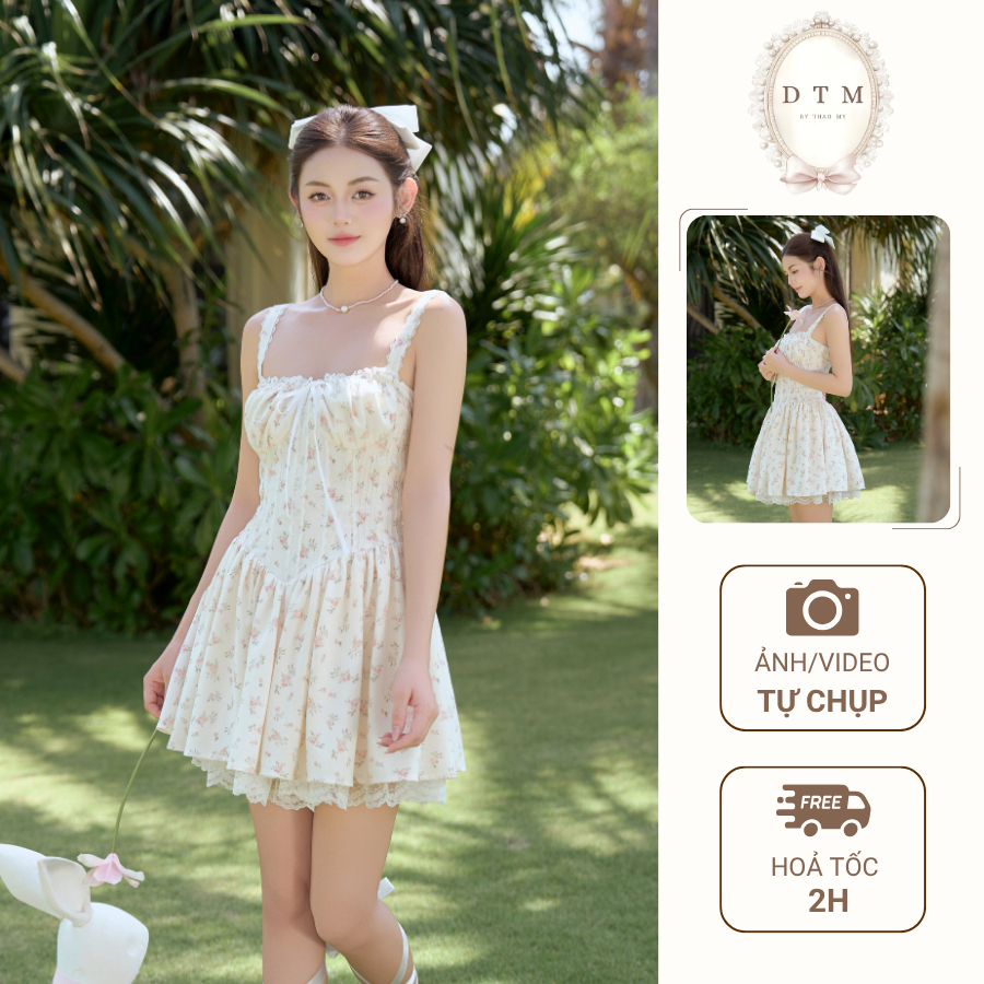 Váy tiểu thư hai dây thiết kế D.T.M by ThaoMy, đầm thiết kế phối bèo tùng xoè siêu xinh - Rosie ...