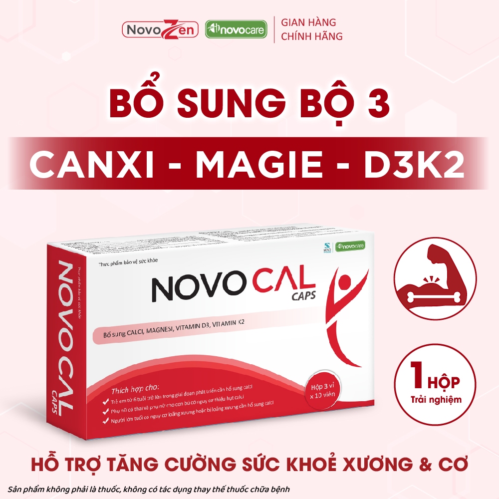 TPBVSK Canxi NOVOCAL caps bổ sung canxi - magie - D3K2 , hỗ trợ sức ...