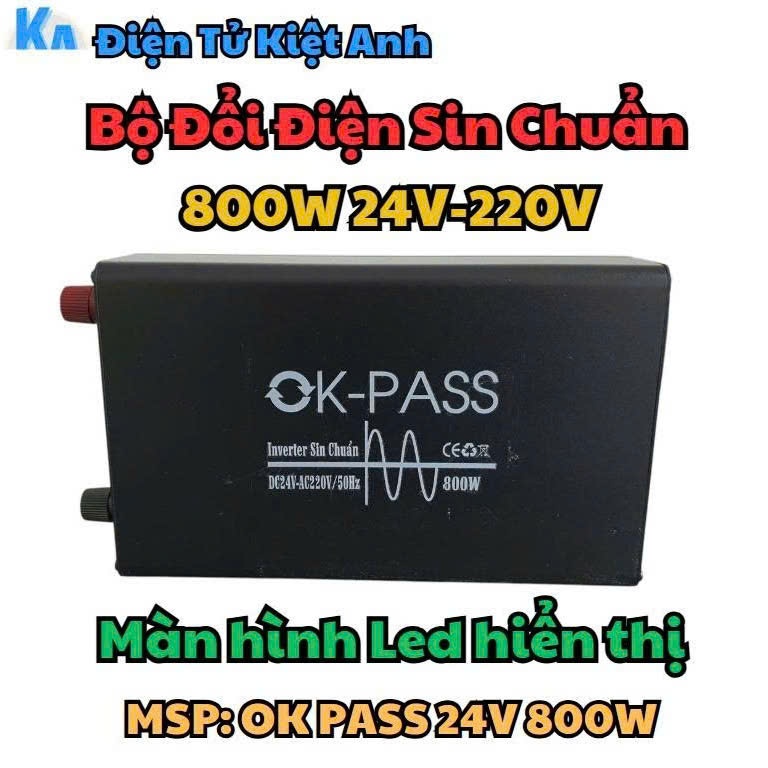 Bộ đổi điện sin chuẩn 800W 24V sang 220V có màn hình hiển thị - OK PASS ...